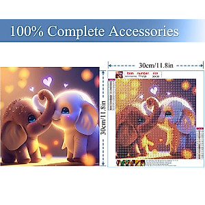 JFYHAB Elephant Diamond Painting Kits for Kids Adluts, Cartoon Animals DIY 5D Full Drill Round Resin Gem Art for Kids Children DIY Diamond Art for Home Wall Decor Gifts (12x12 inch)