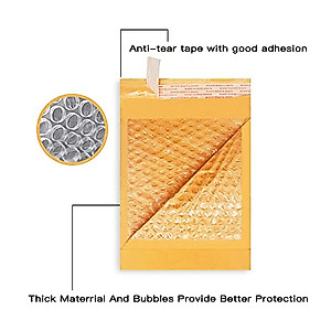 Coolpkg Kraft Bubble Mailer, Self seal Bubble Shipping Envelopes, Padded Evelopes, Made in USA (50, 4 * 8)