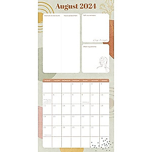 2024 Square Wall Calendar - Wellness Planner 12 x 12 Inch Monthly View, 16-Month, Art Theme, Includes 180 Reminder Stickers
