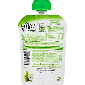 Vivo Mifrut Pear Puree Pouch / Compota de Pera - Convenient Fruit Pouches with Real Pear Puree for Snack Time or as Part of a Meal, Fruit Snack Pouch with Pear Puree, 1 Whole Fruit Portion Per Pouch (18-Pack)