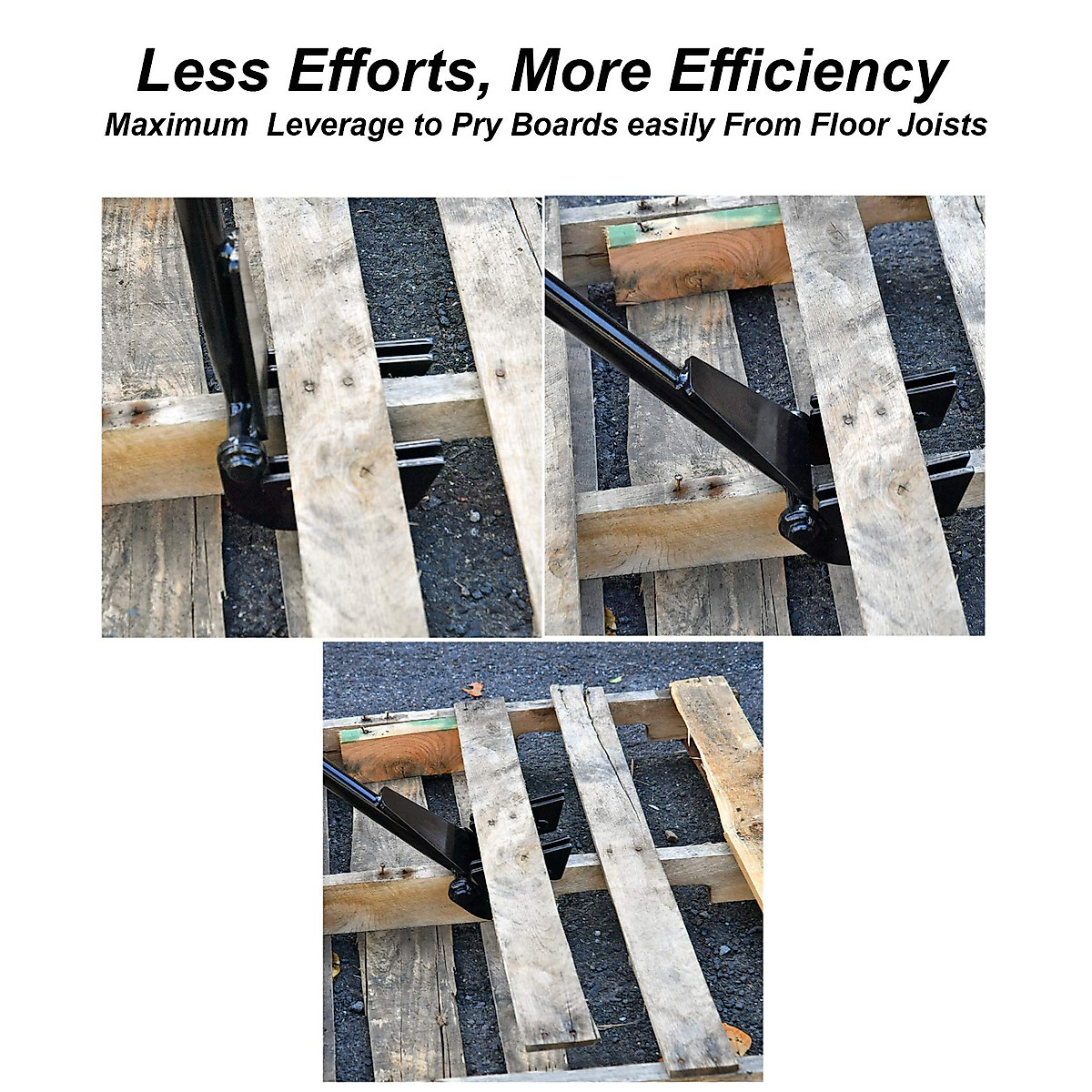 HOME-X Heavy-Duty Pallet Buster with Rotating Head, 45-Inch Powder-Coated Steel with Rubber Handle, No Assembly Required, 45" L x 6" W x 1 ¼ " H, Black