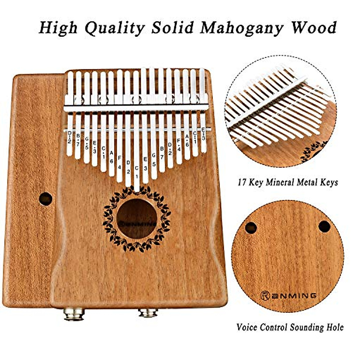 Kalimba Thumb Piano 17 Keys RANMING Mbira Finger Piano Kalimba Gifts for Adults Kids Beginners With Portable Handbag and Tune Hammer Thumb Pianos Finger Harp (Mahogany-Pickup)