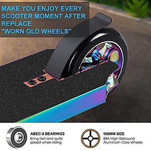100mm Scooter Wheels - Pro Scooter Wheels 100mm Pair - Neo Oil Slick 100mm Metal Scooter Wheels Replacement - Pro Scooter Wheels 100mm - Bearings Installed - Scooter Wheels for Kids