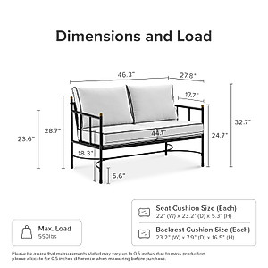 mopio Odelia Patio Loveseat, Small Outdoor Couch, Sofa, Conversation Piece, for Outside Lounging at Lawn, Front Porch, Balcony, Apartments, Yard, Bistro