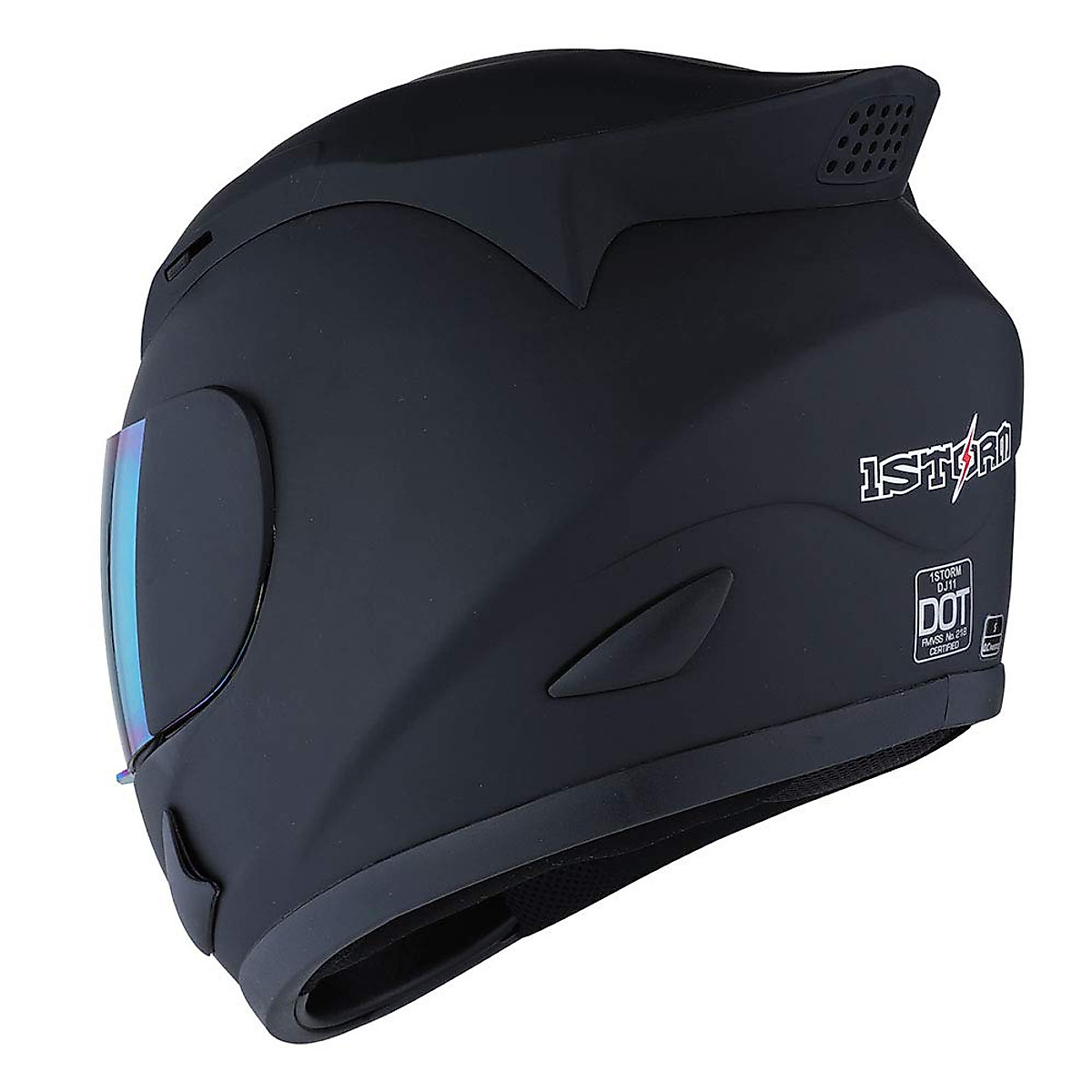 1Storm Motorcycle Bike Full Face Helmet Mechanic + Motorcycle Bluetooth Headset: Matt Black