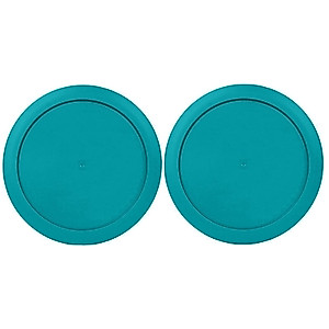 rivel Klareware 7 Cup Turquoise Round Plastic Food Storage Replacement Lids Covers for Klareware Anchor Hocking and Pyrex Glass Bowls (Container not Included) (2 Pack)