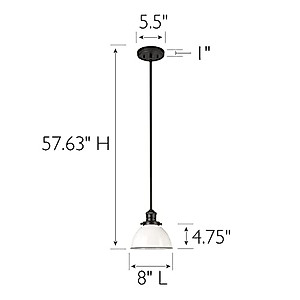 Design House 588327 Savannah Farmhouse 1-Light Indoor Pendant Dimmable White Metal Shade for Kitchen Island Bar Dining Room, Matte Black