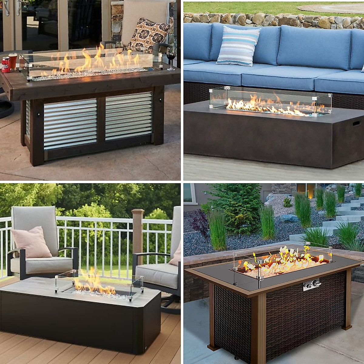 Uniflasy Fire Pit Glass Wind Guard 29" x 13" x 6" Flame/Wind Guard Fence Tempered Glass for Fire Pit Burner Pans Rectangle Outdoor Clear Tempered Glass Flame Shield for Fire Pit Table, 5/16" Thick