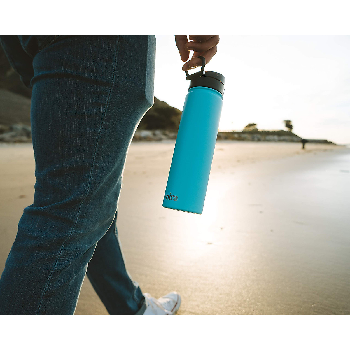 MIRA Stainless Steel Water Bottle - Hydro Vacuum Insulated Metal Thermos Flask Keeps Cold for 24 Hours, Hot for 12 Hours - BPA-Free One Touch Spout Lid Cap - 24 oz (710 ml) Rose Pink