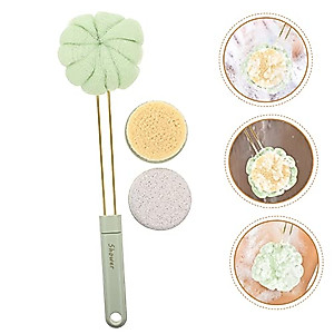 Healvian 5 Sets Double Sided Shower Brush Body Massage Tools Massaging Tools Body Exfoliator Brush Handled Scrub Brush for Shower Back Scrubber for Shower Dry Skin Long Handle Back Scrubber