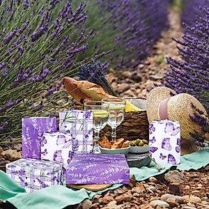 AnyDesign 12 Sheet Floral Wrapping Paper Purple Lavender Butterfly Gift Wrap Paper Folded Flat Floral Art Paper for Wedding Birthday Baby Shower Party Gift Packing DIY Craft, 19.7 x 27.6 Inch