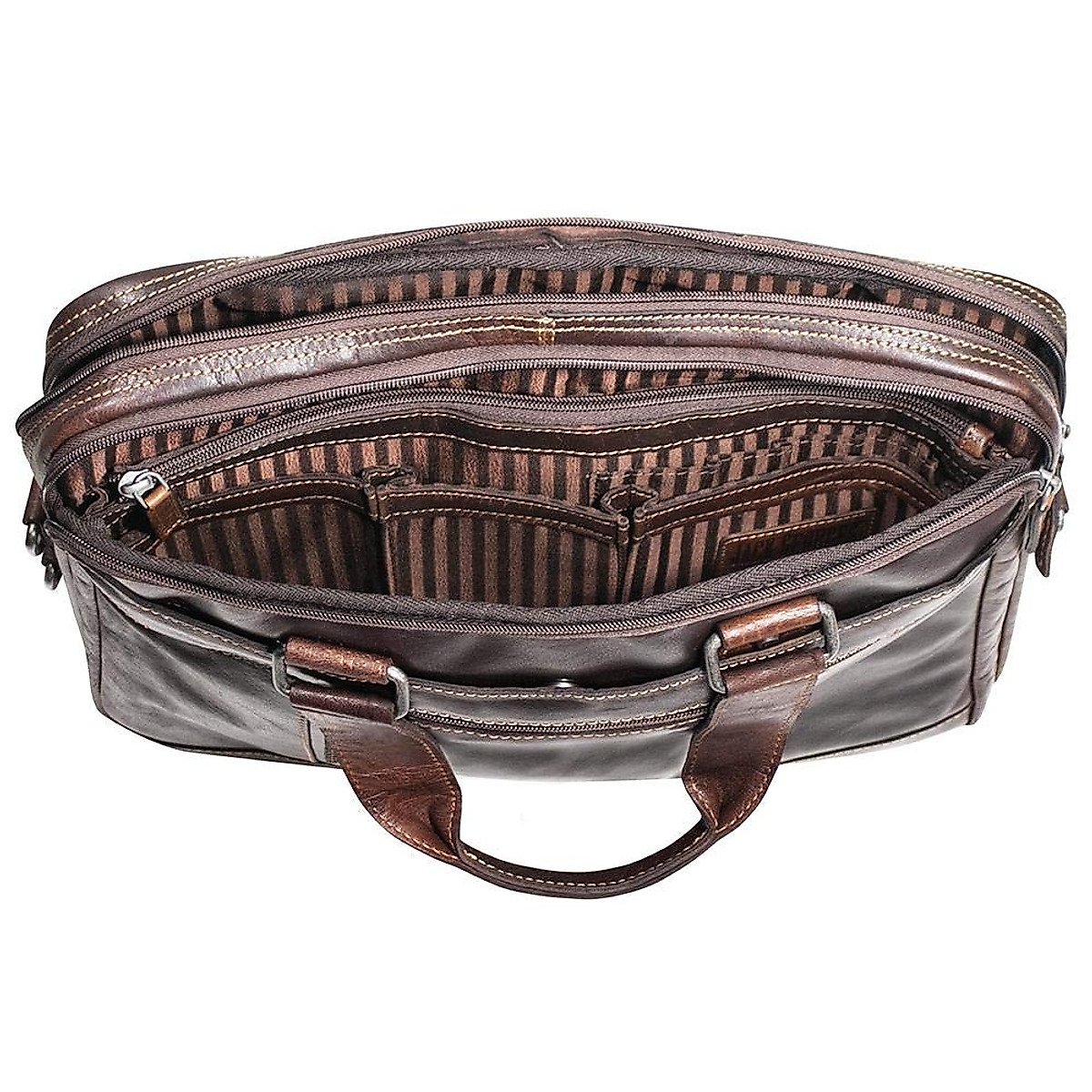 Jack Georges Voyager Slim Zippered Briefcase #7320 (Brown)