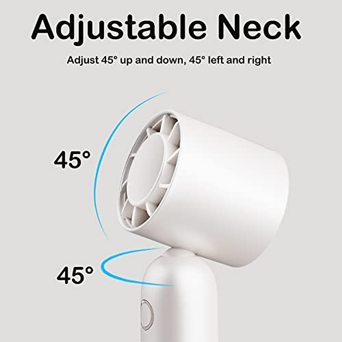 DOUBFIVSY Handheld Fan with Base, 5000mAh Portable Mini Fan USB Rechargeable Personal Fan 3 Adjustable Speed Desk Fan Hand Held Fan for Girls Women Men Indoor Outdoor Activities (White)