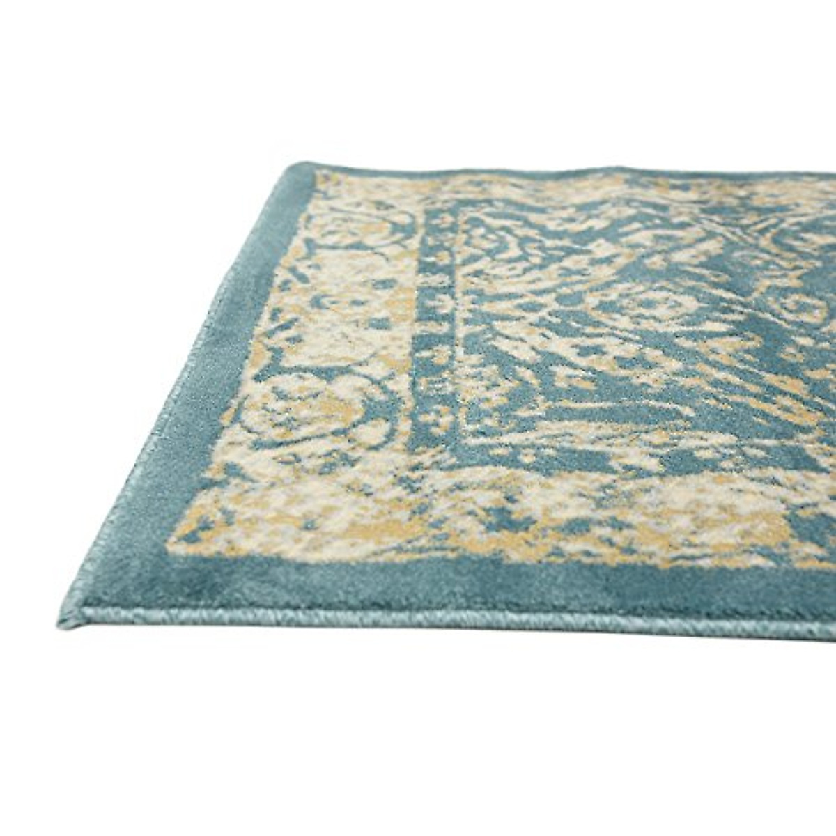 Unique Loom Oslo Collection Traditional Botanical Teal Runner Rug (3' x 13')
