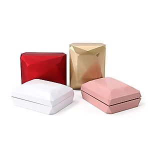 LamQee Necklace Box for Proposal Engagement Wedding Anniversary Birthday Valentine's Day LED Light up Velvet Diamond Pendant Necklace Storage Display Case - Gold