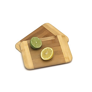 Lipper International Bamboo Wood Two-Tone Kitchen Cutting and Serving Board, Small, 8" x 6" x 5/16", Set of 2