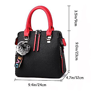 YAQUNICER Small Top-Handle Handbags Hobo Clutch Satchel for Women Purse Faux Leather Shoulder Crossbody Bag-Red