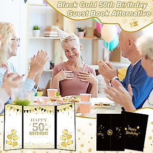 Black Gold 50th Birthday Guest Book Alternative Happy 50th Birthday Signature Certificate 50 Years Old Signature Guest Book Great 50th Birthday Gifts 50th Birthday Party Supplies for Men Women