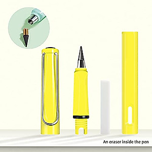Forever store 6Pcs Everlasting Pencil, Inkless Pencil Eternal with 6pcs Replacement Nibs, Inkless Pen Unlimited Writing Pencil, Reusable Erasable Pencil for Student Artist, Kids Gifts (6pcs-A)