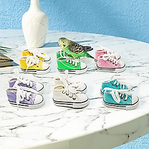 Bird Chewing Toys, 12 Pieces Parrot Sneakers Colorful Cotton Shredder Hanging Cage Bite Toys for Small Parakeets, Cockatiel, Conures, Finches, Budgie, Mynah, Finche, Love Birds,Dove, Parrotlet (H01)
