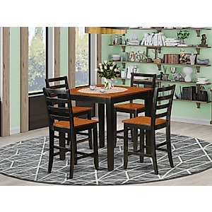 East West Furniture PBFA5-BLK-W Kitchen Set, 5 Pieces
