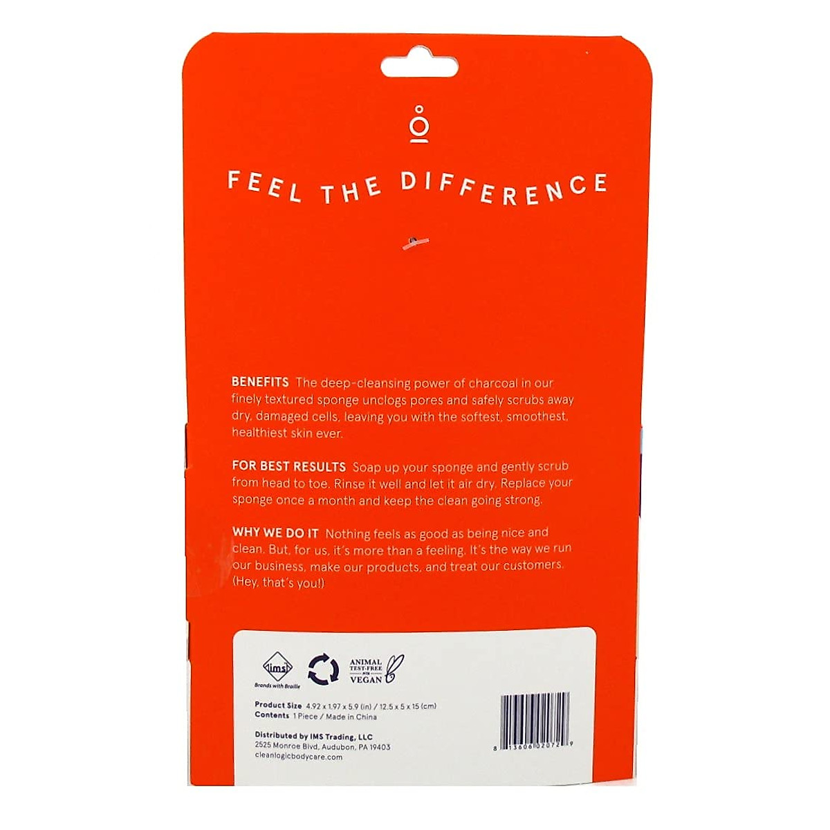 Clean Logic Charcoal Infused Sea Foam Body Sponge (Pack of 3)