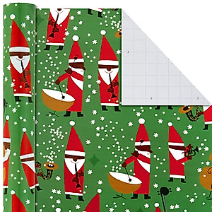 Hallmark Tri Pack IOP Mahogany Roll Wrap, Pack of 3, Jazzy Santa, 3 Pack