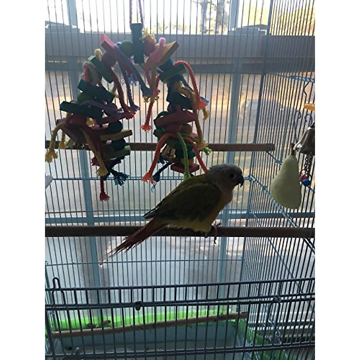 MEWTOGO Bird Parrot Wooden Toys, Multicolor Durable Bird Chewing Toy with Edible Coloring for Bird Cage Conures Cockatiels Foraging and Amazon Parrot Toys