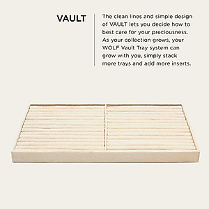 WOLF VAULT Tray Ring Insert, Beige - Includes 28 Ring Rolls - Stackable - Anti-Tarnish LusterLoc Lining - Prevents Jewelry Discoloration + Tarnishing