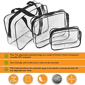 5-Star Compatible Inkjet Cartridge 3 Pc Premium TSA Approved Toiletry Bag Travel Set, Clear Cosmetic Bags with 3 Toiletry Bottles