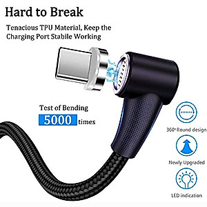 Utotrip Magnetic Charging Cable,(4-Pack,3ft,6ft,6ft,10ft) Magnetic 3A Fast Charging Cable,3-in-1 Data Transfer Magnetic Phone Charger Compatible with Micro USB,Type C(Black)