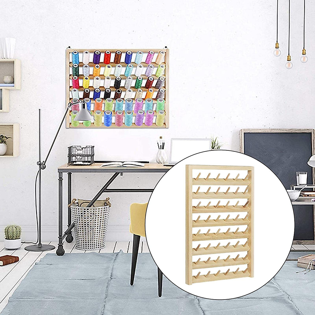 Fancyes 48 Spool Sewing Thread Mounted Sewing Holder Organizer Shelf for