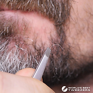 World's Best Tweezers Diamond Tip Tweezer - Diamond Coated Slant Tip Precision Eyebrow Tweezer, Facial & Ingrown Hair Remover - Perfectly Aligned - Grabs Hair From The Root - Stainless Steel