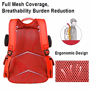 Nzahdwu Kids Caroon Car Backpack, Novelty Toddler Backpack Waterproof Schoolbag Cute Backpacks for Boys Girls (Red)