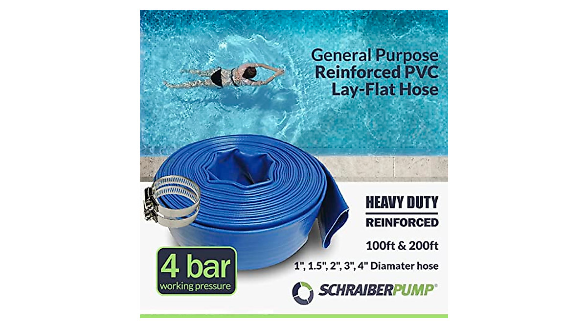 Heavy Duty 2-Inch PVC Lay-Flat Hose with Clamps