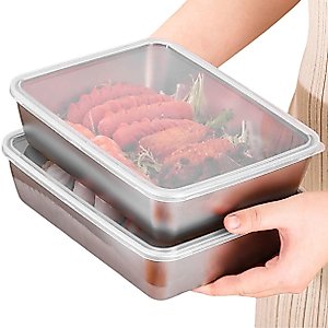 MANHONGYU 2PCS Stainless Steel Meal Prep Containers, Stainless Steel Containers with Lids, Food Storage Containers Airtight, BPA Free