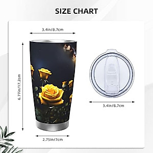 WXZYFP Car cup (single silver rim), can use a straw or drink directly, easy to use.Beautiful yellow roses