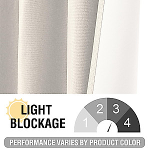 H.VERSAILTEX Linen Curtains Black Out Curtains for Bedroom Windows Noise Reducing Thermal Insulated Darkening Curtains for Living Room 2 Panels Set Grommet Curtain Panels 52 x 84 Inch, Heather Ivory