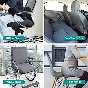 Slecofom Seat Cushion for Office Chair -Memory Foam Desk Chair Cushion Back Breathable Mesh&Non-Slip Bottom,Car/Wheelchair Seat Cushions -Coccyx,Sciatica & Back Pain Relief Pillow (19x17in,Black)