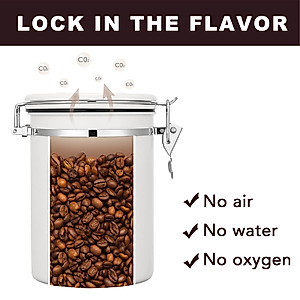 ShanSon Coffee Canister Airtight Coffee Container Stainless Steel Coffee Bean Storage Container with Scoop Coffee Canister for Beans Grounds Sugar Flour Tea Cereal,22OZ, White