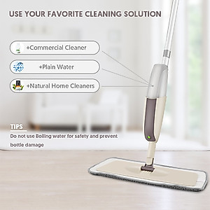 Spray Mop for Floor Cleaning, HOMTOYOU Floor Mop with a Refillable Bottle and 3 Washable Microfiber Pads, Dry Wet Spray Mop for Home Kitchen Hardwood Laminate Wood Vinyl Ceramic Tiles Floor Cleaning