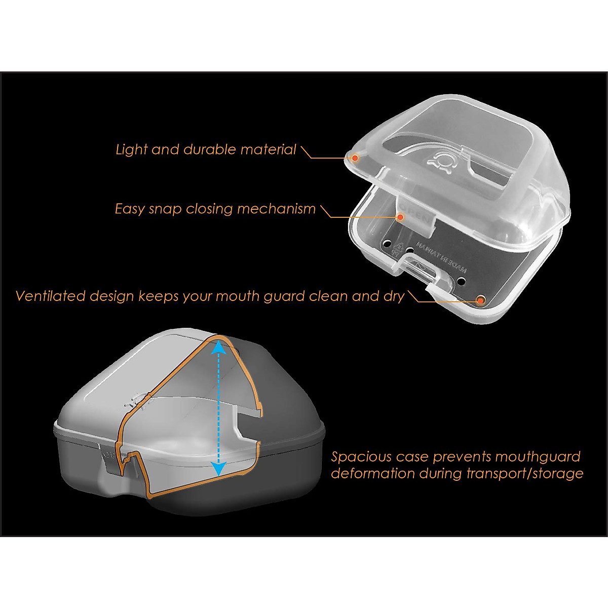 COOLLO SPORTS Mouth Guard Case Lip Guard Mouthpiece Case for Most Brand Mouthguard (Lip Guard Case/1pc)