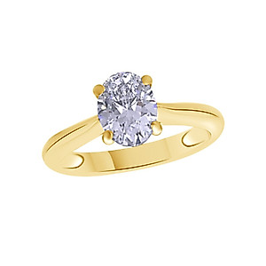 Jewel Zone US Oval Shaped White Cubic Zirconia Anniversary Solitaire Ring in 14k Gold Over Sterling Silver (1 Carat)