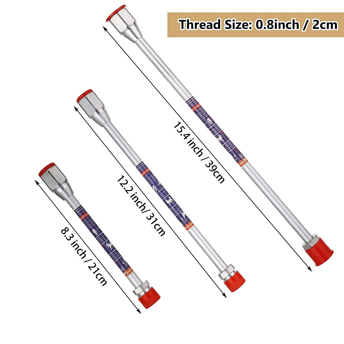 JMIATRY 3 Packs Airless Paint Sprayer Extension, 3 Size Paint Sprayer Extension Wand with Red Guard, Paint Sprayer Extension Pole for Airless Sprayers (8 inch / 12 inch / 15 inch)