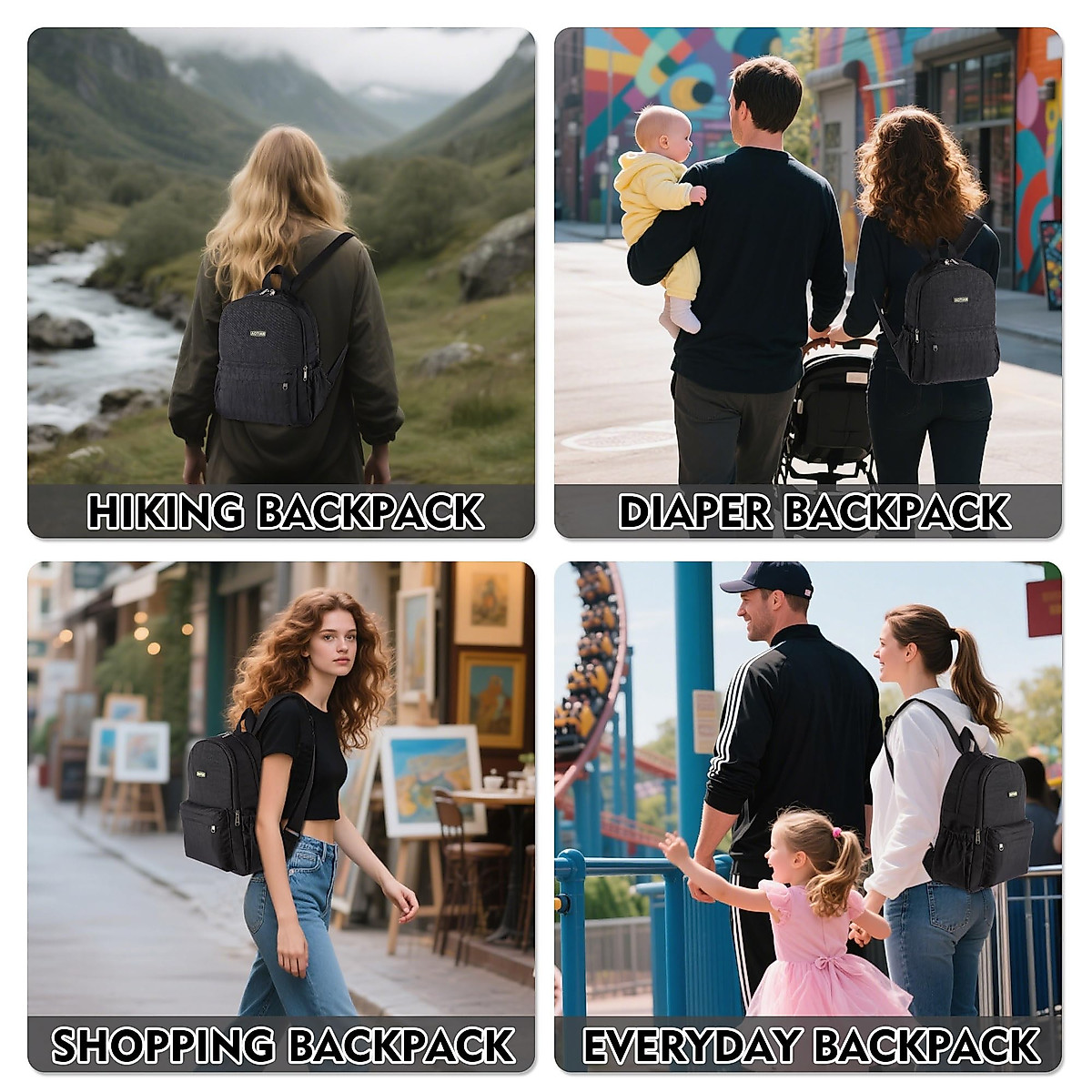 AOTIAN Small Lightweight Nylon Casual Travel Hiking Bag Daypack Backpack for Girls and Women Blue