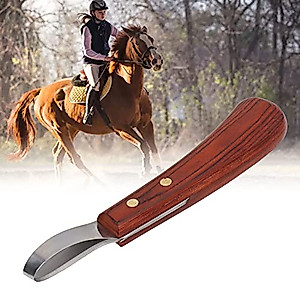 CHICIRIS Hoof Knife, 7.7in Right Hand Hoof Trimmer Crimping Farrier Tool with Ergonomic Wood Handle for Cows Horses Goats, Brown