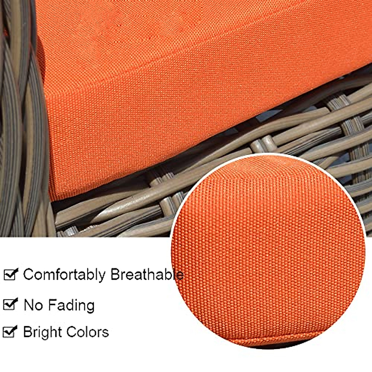 FLYMEI Outdoor Cushion Covers, Replacement Patio Cushion Covers 24 x 24 x 4 Inch, Orange Water Resistant Cushion Pillow Seat Covers, Patio Loveseat Covers Only Patio Cushion Slip Covers