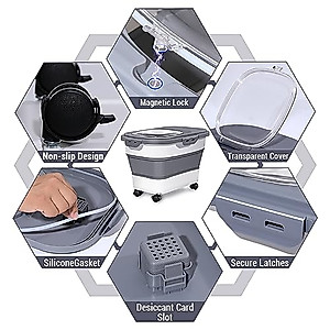 Muibe Dog Food Storage Container 20-23 LBS, Dog Food Storage,Pet Food storage Containers, Collapsible Airtight Dog Food Containers with Clear Lid, Measuring Cups