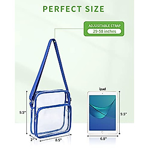 MAY TREE Clear Crossbody Messenger Shoulder Bag Stadium Approved Transparent Purse Suitable for Work Concert Sports (Blue)