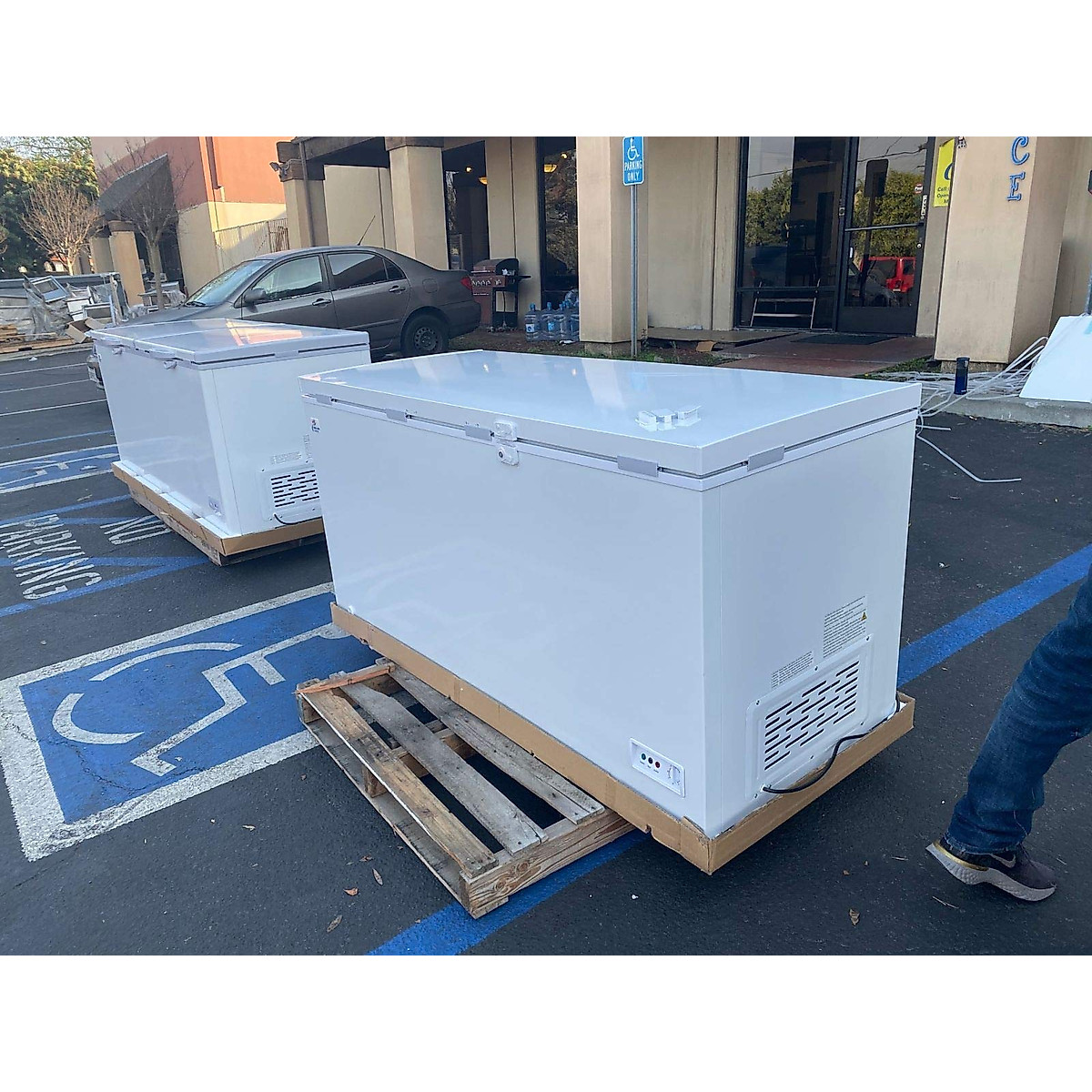 Commercial Freezer Chest freezer 18 cubic feet, 65" Length-Ice Cream freezer NSF Certified White Solid door w/Storage Baskets XF-562 dup1